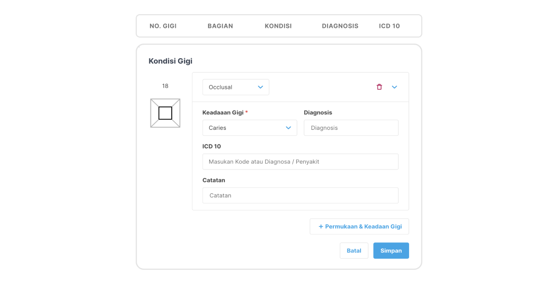 Rekam Medis Gigi & Odontogram Digital Interaktif (ICD-10)